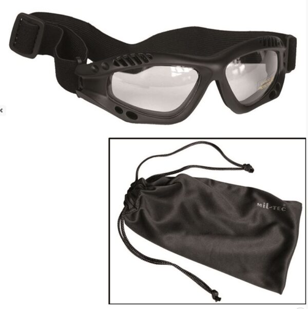 Mil-Tec Commando Goggles Air Pro – Clear Lens – Black – Tacticals.be